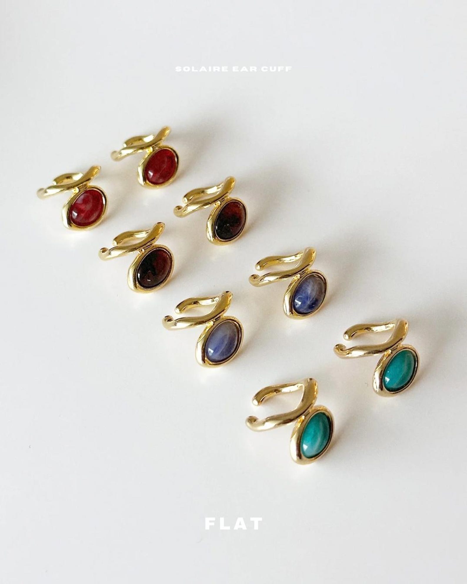 Solaire Ear Cuff - Gemstone Gold Plated Adjustable Ear Cuff, Stone Ear ...