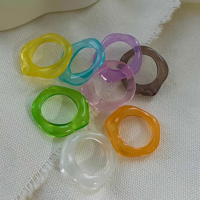 Wavy Bubble Bold Acrylic Ring Collection - Minimalist Chunky Statement ...