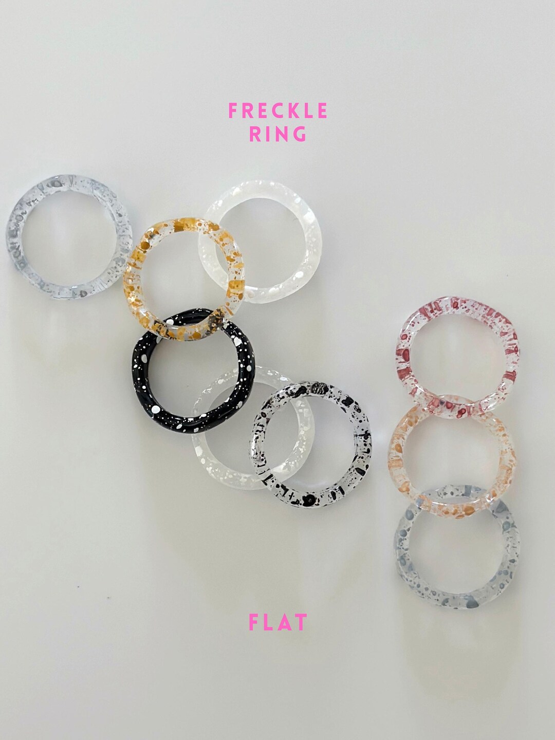Freckle Bold Acrylic Ring Collection - Clear Handmade Unique Ring Non ...