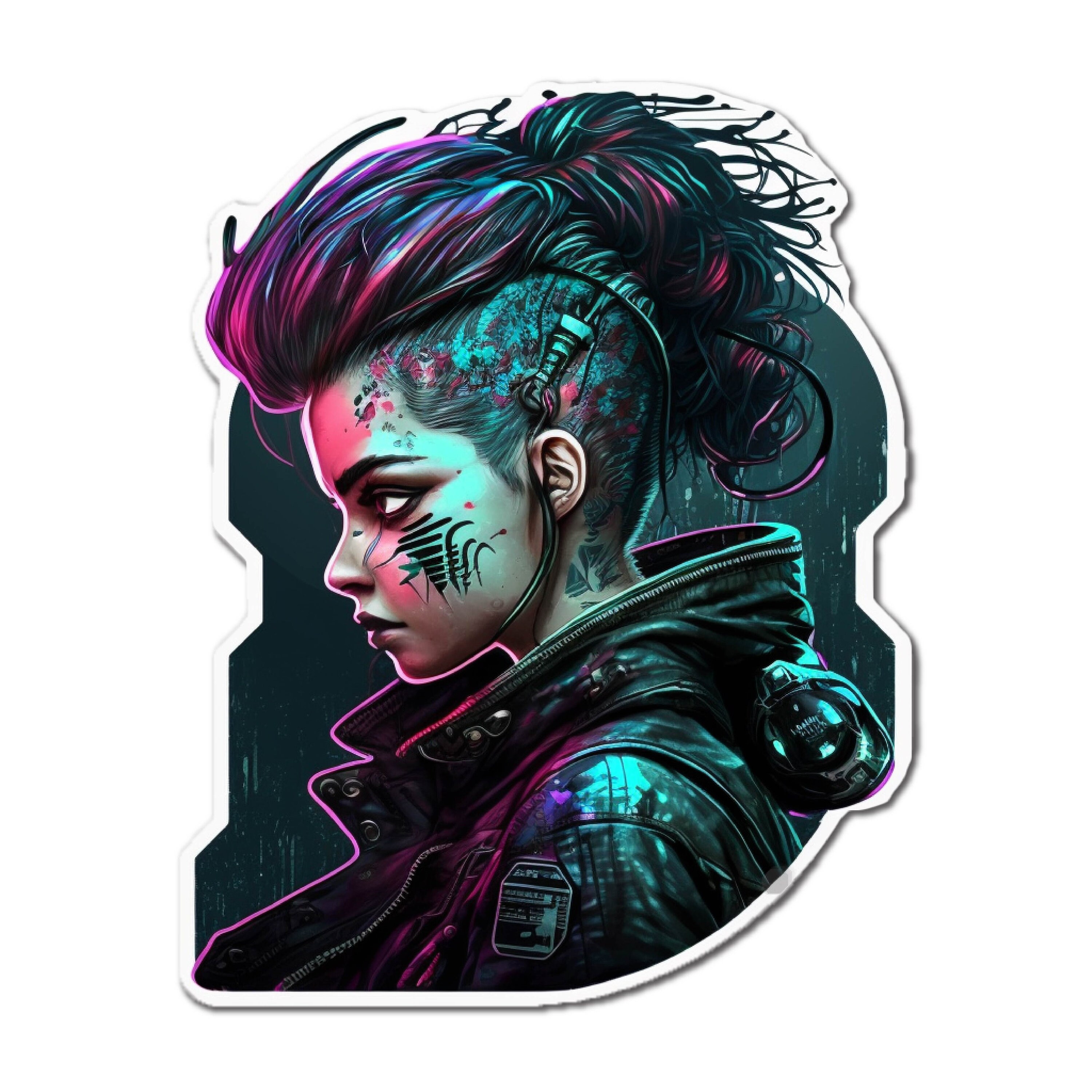 Cyberpunk Girl Vinyl Sticker - Etsy