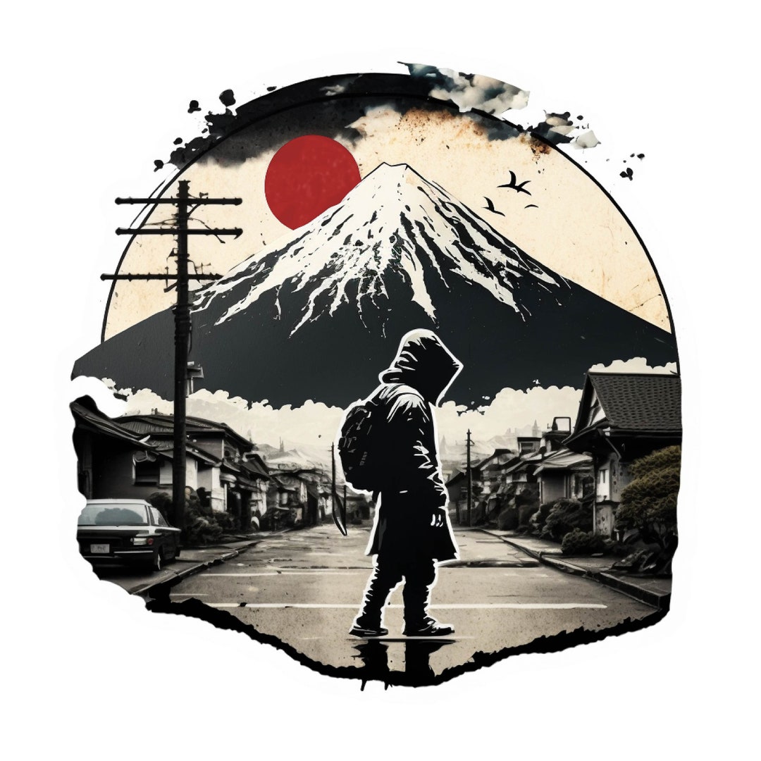 Mt Fuji Street Art Sticker, Vinyl Sticker for Laptop, Water Bottle ...