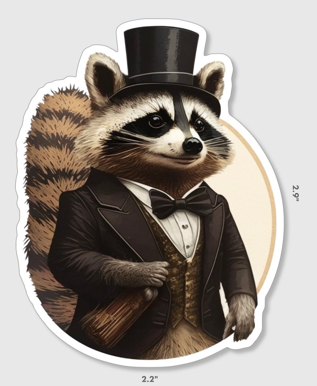 Sophisticated Trash Panda raccoon Vinyl Sticker - Etsy