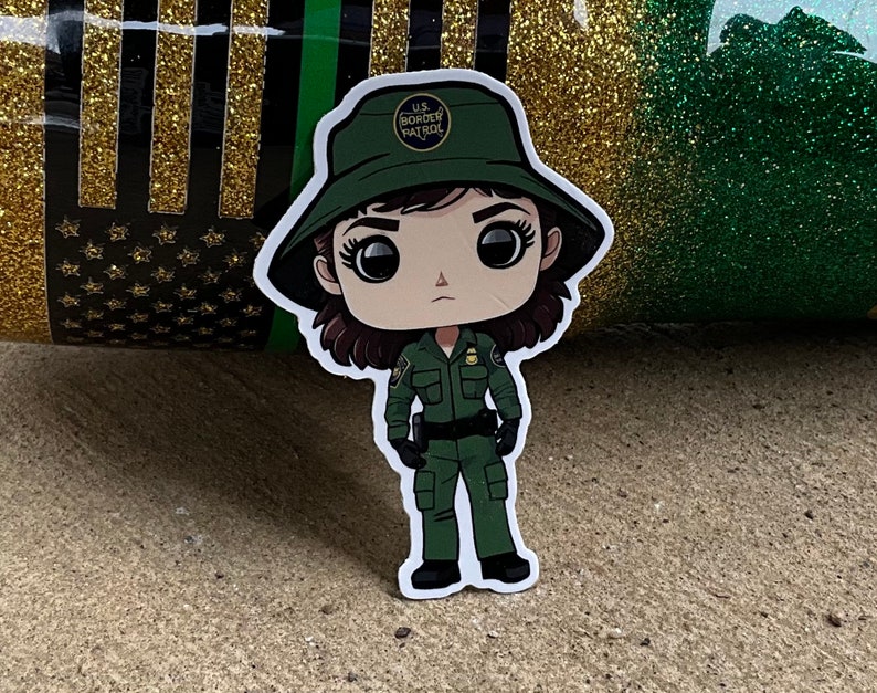 Female Border Patrol Sticker: Pop Figure Style, Law Enforcement Vinyl ...
