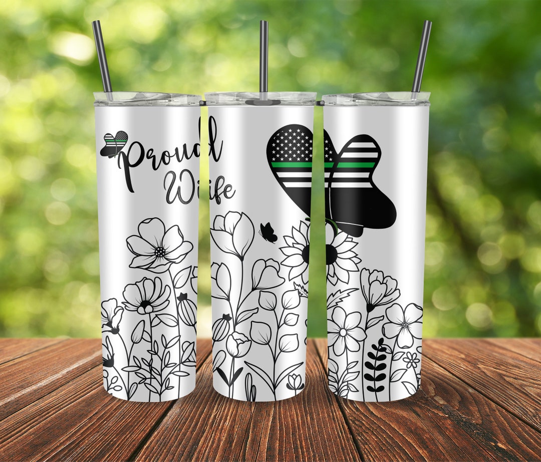 Border Patrol Gift Wife Gift Tumbler Wrap Flower Tumbler Wrap Law ...