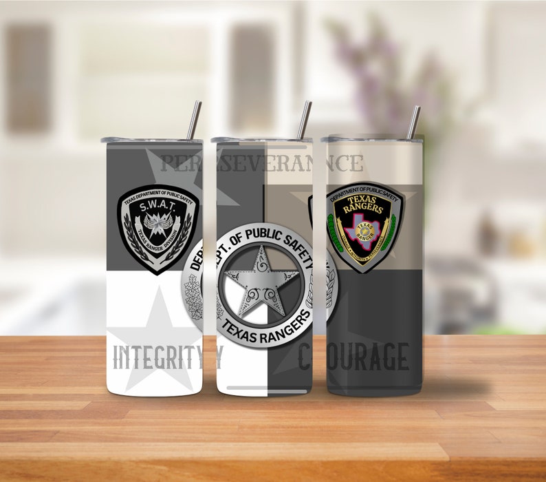 Texas Rangers Police Tumbler Wrap: State Flag 20oz Skinny Tumbler ...