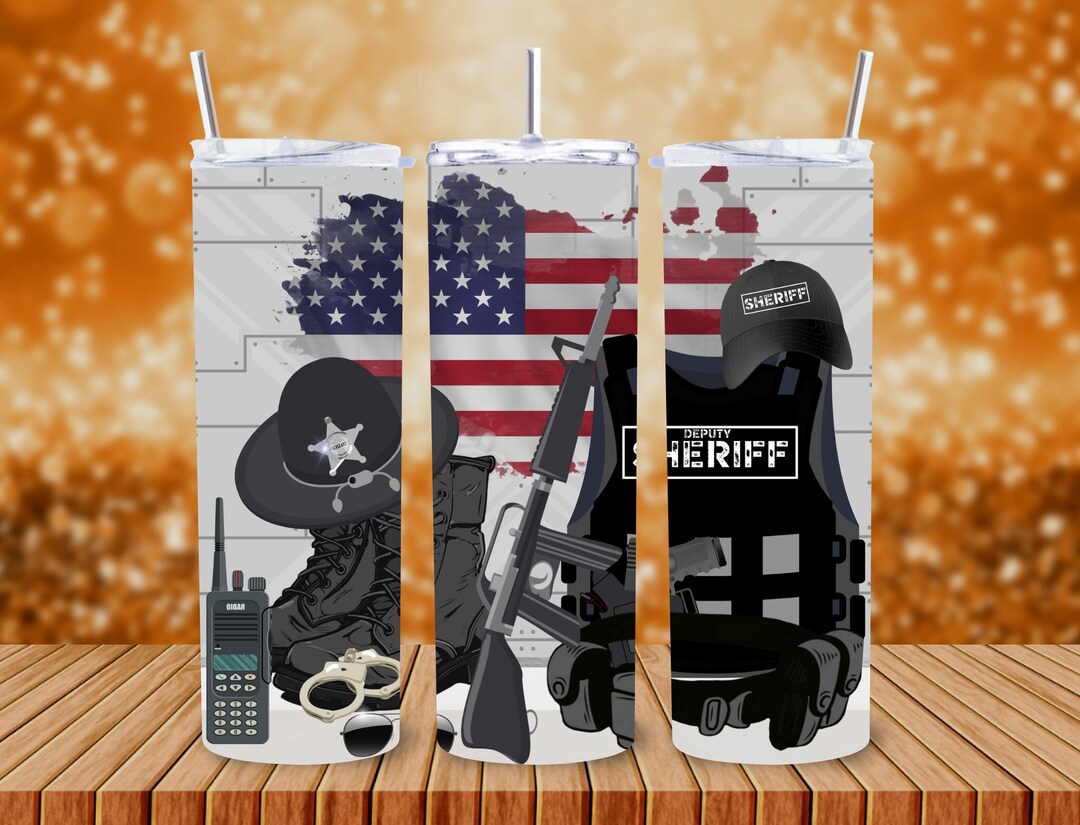 Sheriff Tumbler Wrap: Law Enforcement Badge, 20oz Skinny Tumbler ...