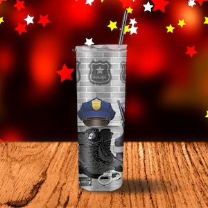 Police Officer Gift Tumbler Wrap Police Uniform Tumbler Law Enforcement ...
