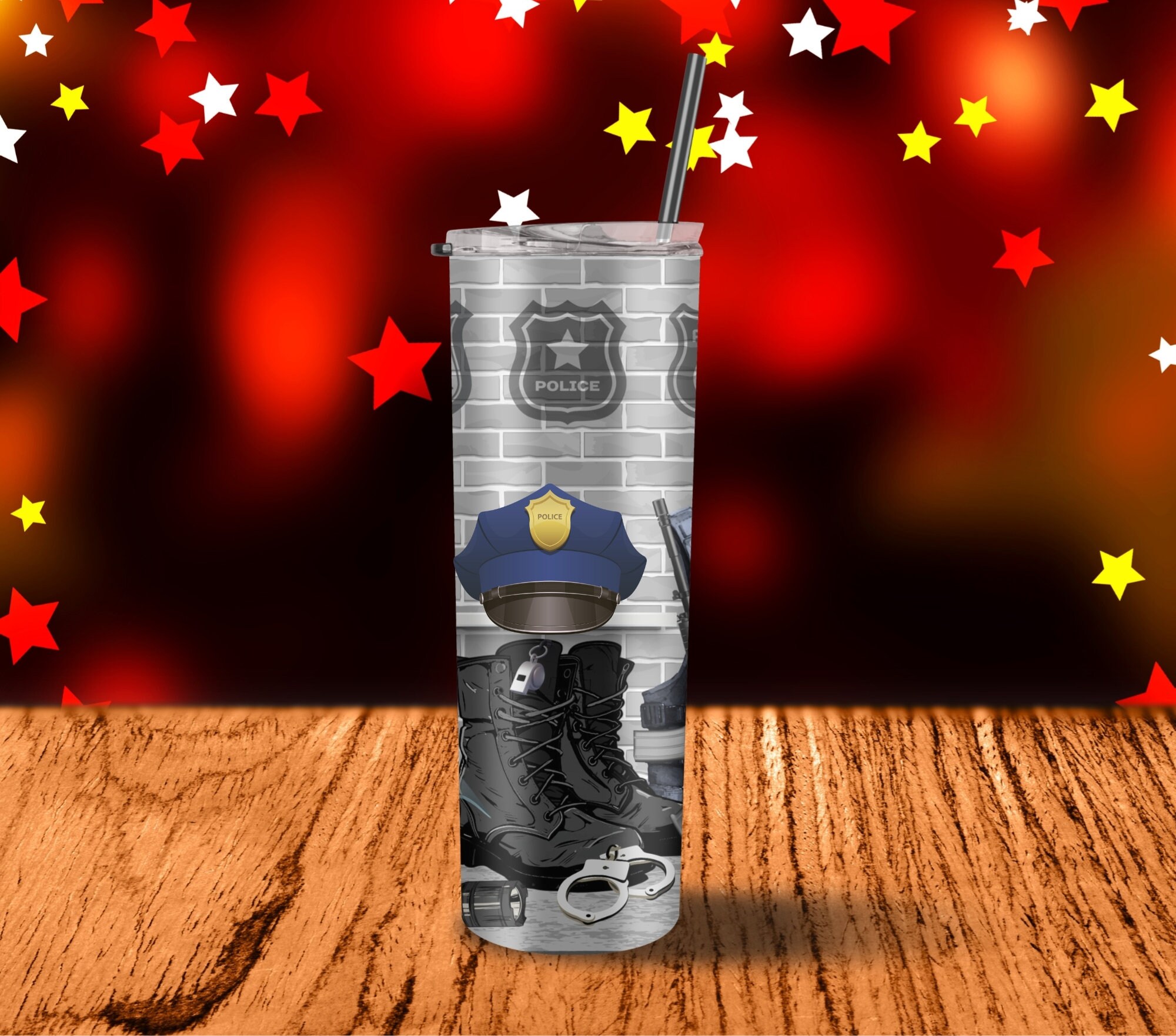 Police Officer Gift Tumbler Wrap Police Uniform Tumbler Law Enforcement ...