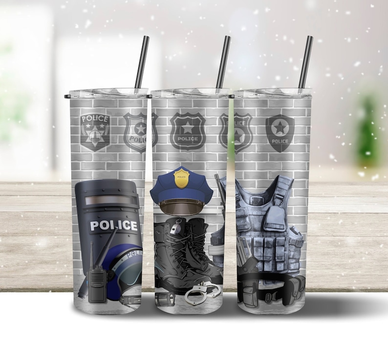 Police Officer Gift Tumbler Wrap Police Uniform Tumbler Law Enforcement ...