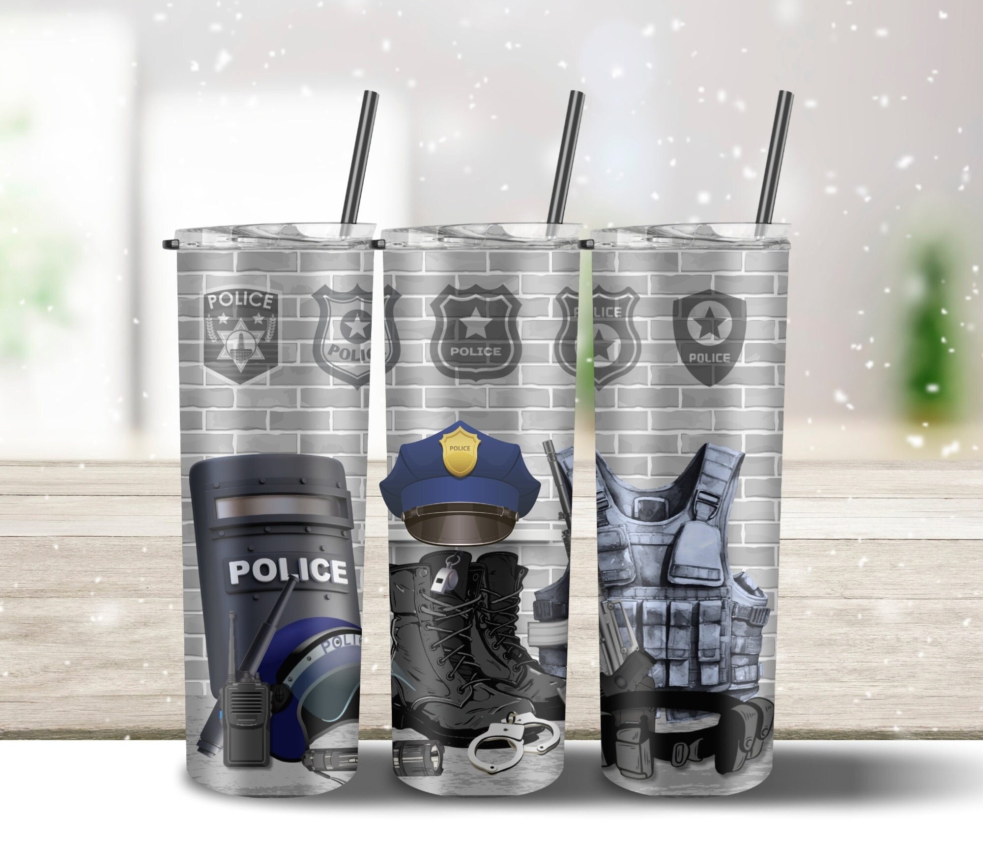 Police Officer Gift Tumbler Wrap Police Uniform Tumbler Law Enforcement ...