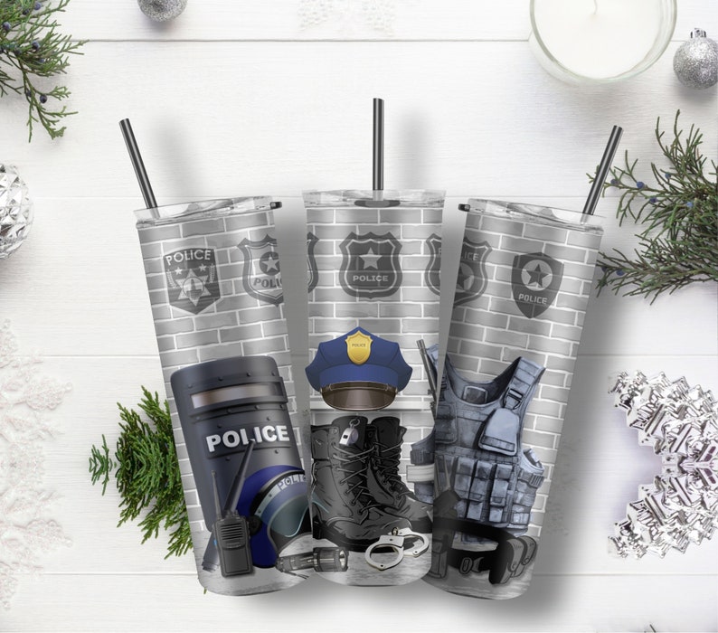 Police Officer Gift Tumbler Wrap Police Uniform Tumbler Law Enforcement ...