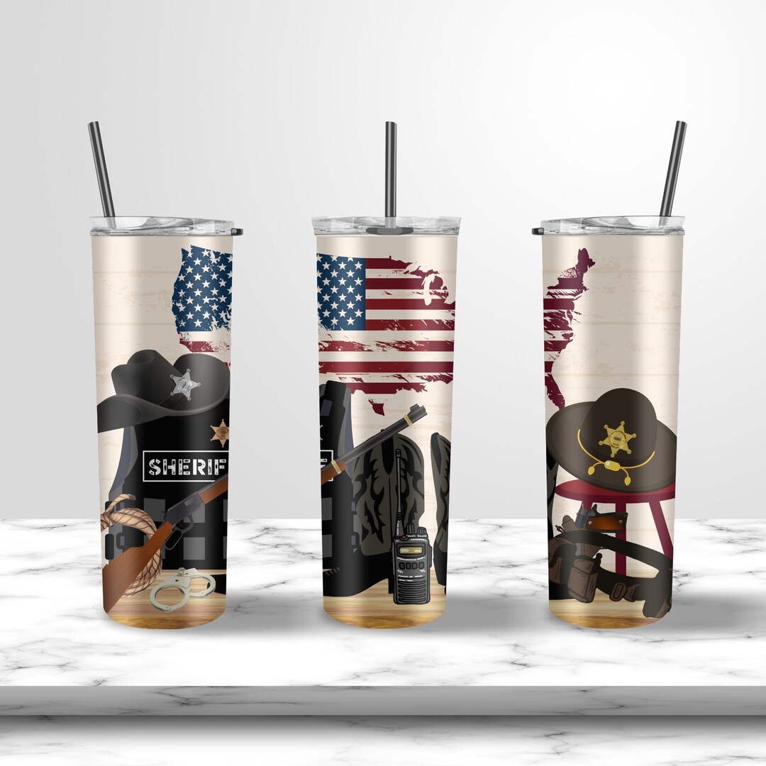 Sheriff USA Flag Tumbler Wrap: Law Enforcement Gift (PNG Digital File ...