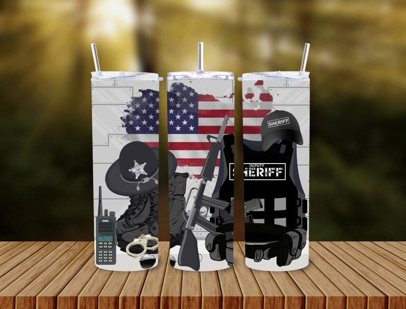Sheriff Tumbler Wrap Skinny 20oz Straight Tumblers Law Enforcement ...