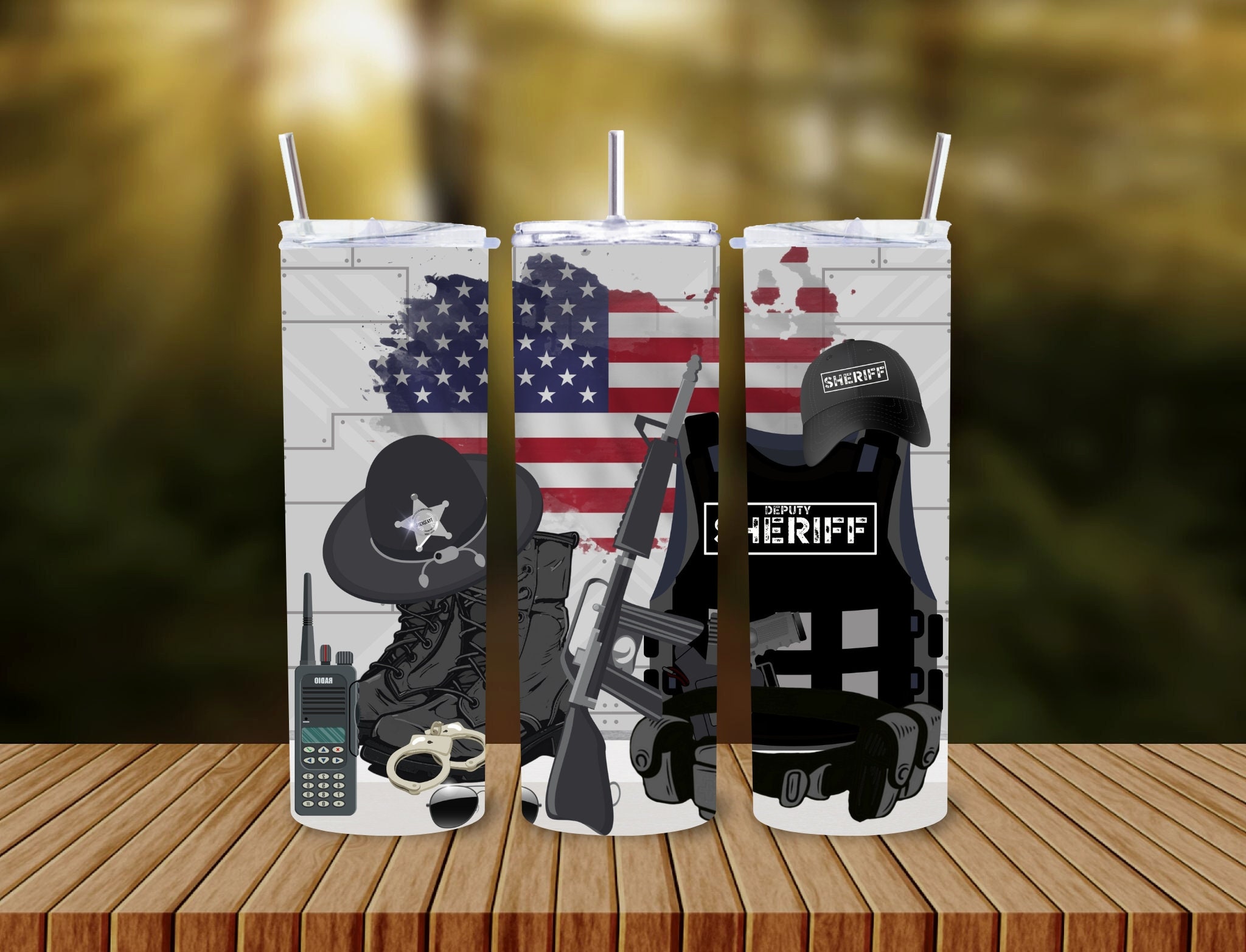 Sheriff Tumbler Wrap: Law Enforcement Badge, 20oz Skinny Tumbler ...