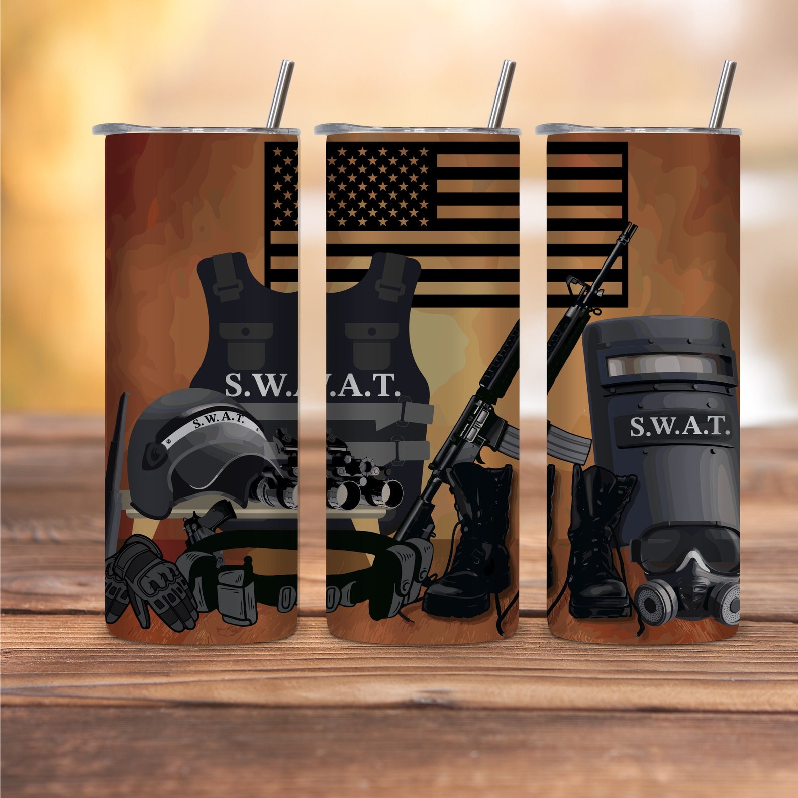S.W.A.T. Team Tumbler Wrap: Law Enforcement Police Badge (digital ...