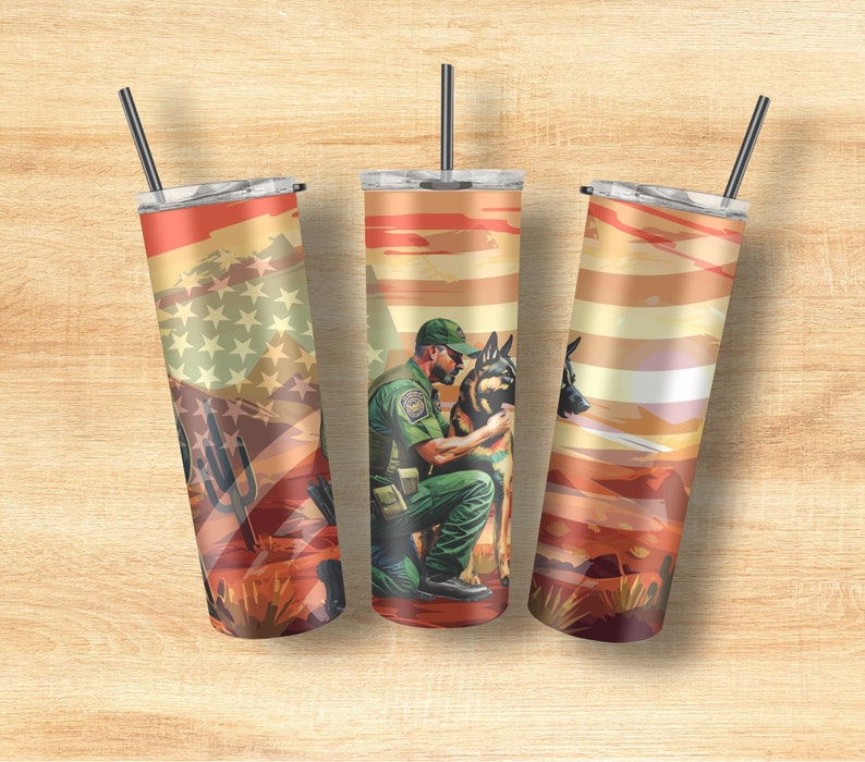Border Patrol Gift Skinny Tumbler Wrap Law Enforcement Gift Border ...