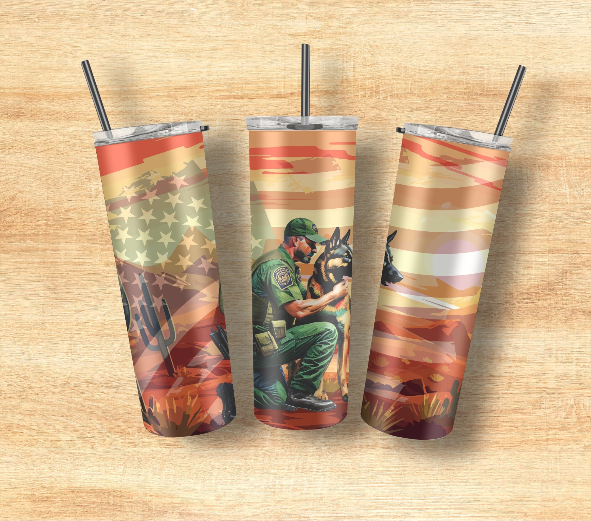 Border Patrol Gift Skinny Tumbler Wrap Law Enforcement Gift Border ...
