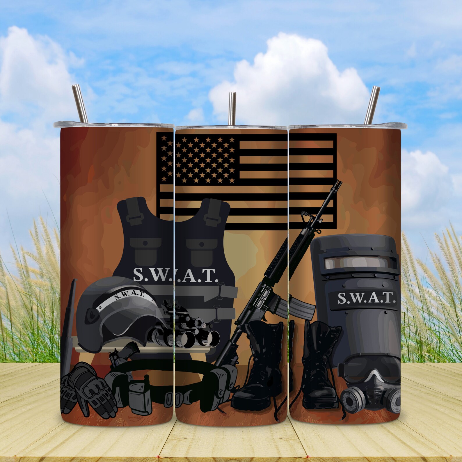 S.W.A.T. Team Tumbler Wrap: Law Enforcement Police Badge (digital ...