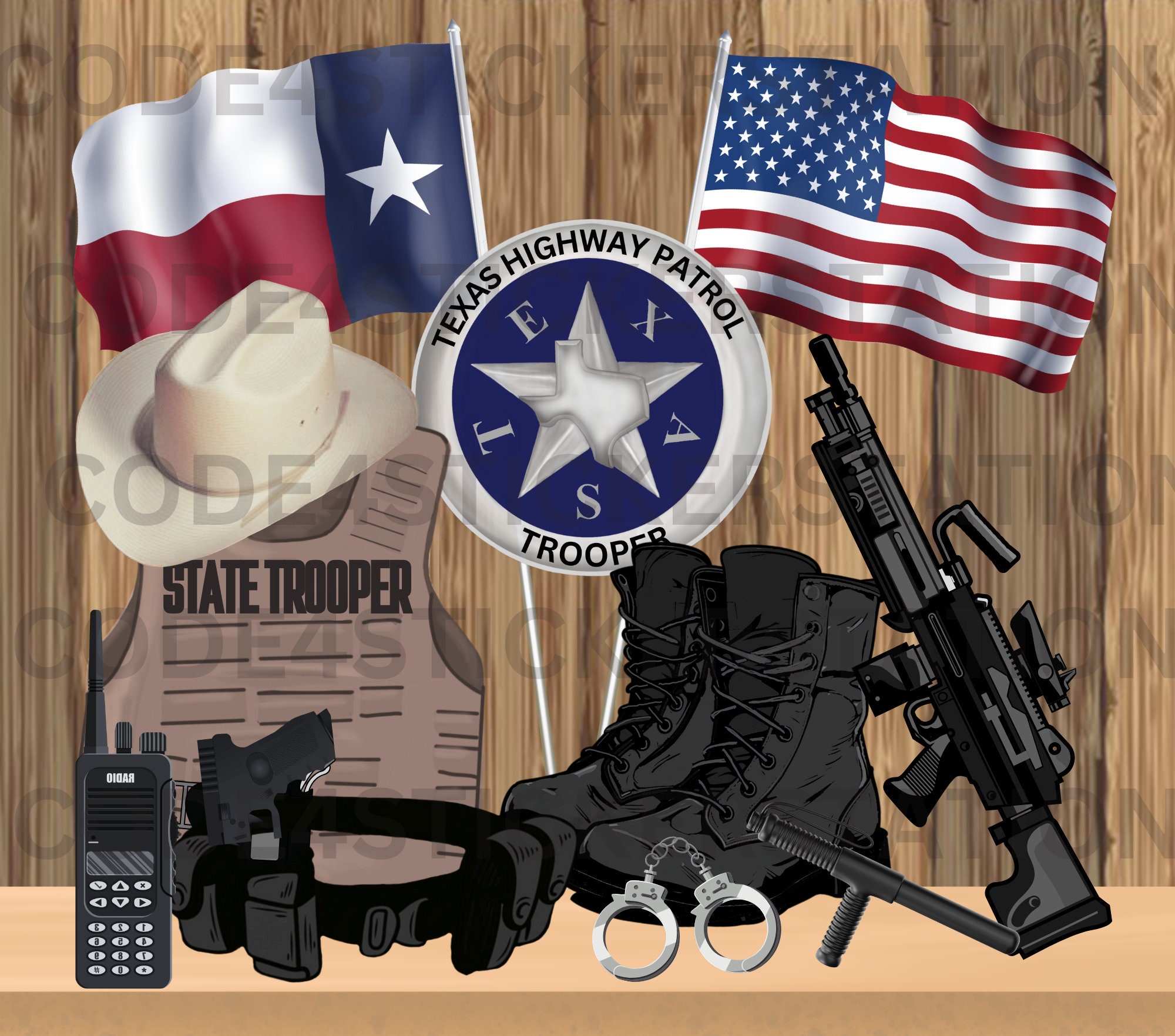 Tumbler Wraps Texas State Trooper Tumbler Wraps Law Enforcement Badge ...