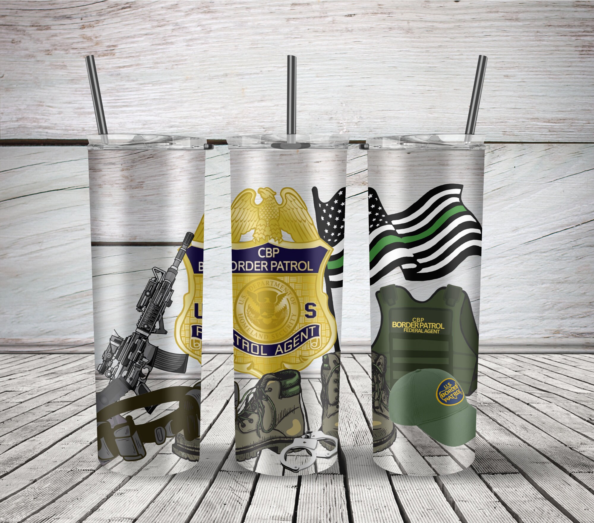 Border Patrol Gift Tumbler Wrap Skinny Tumblers Law Enforcement Gift ...