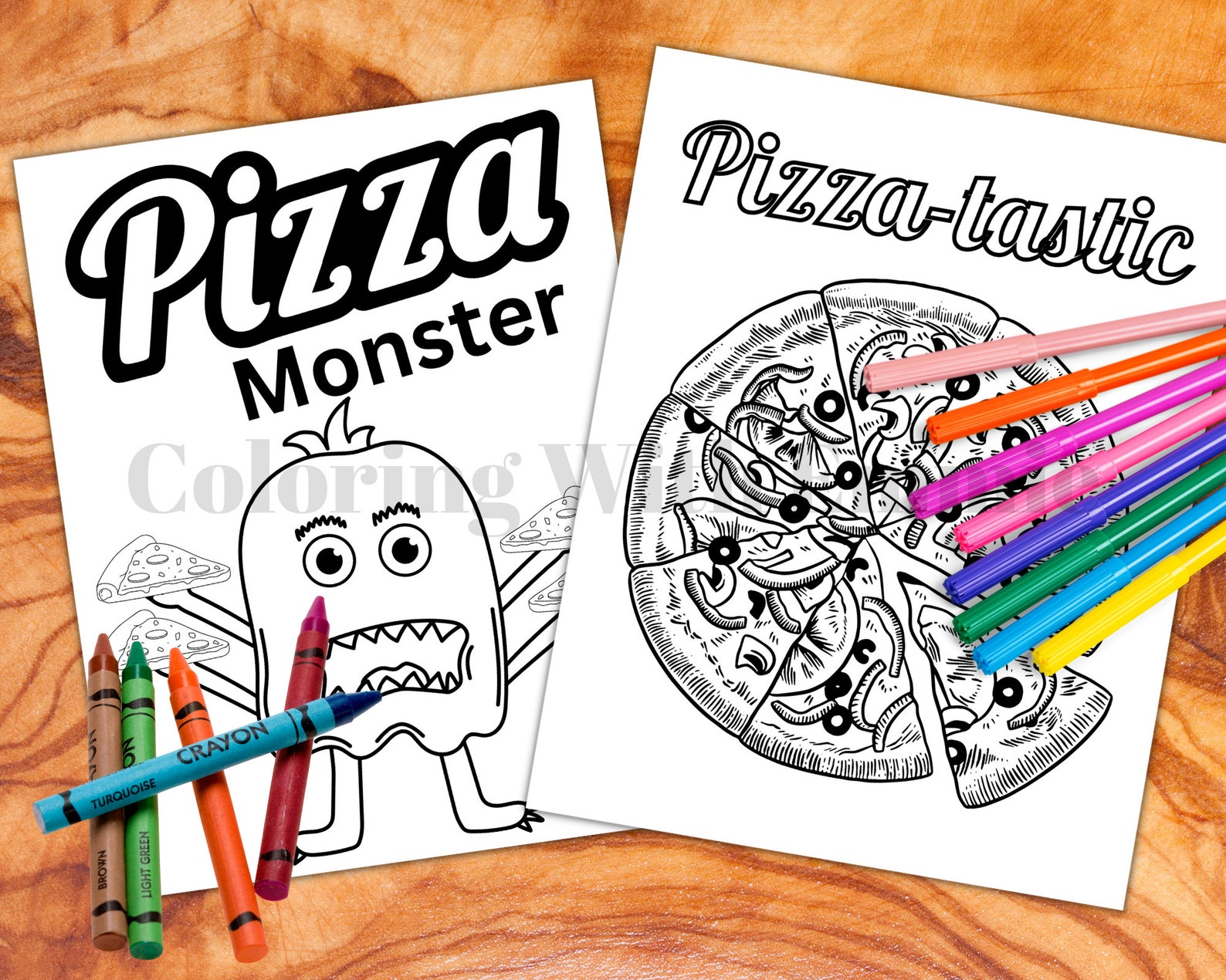 Printable Pizza Coloring Pages - Etsy