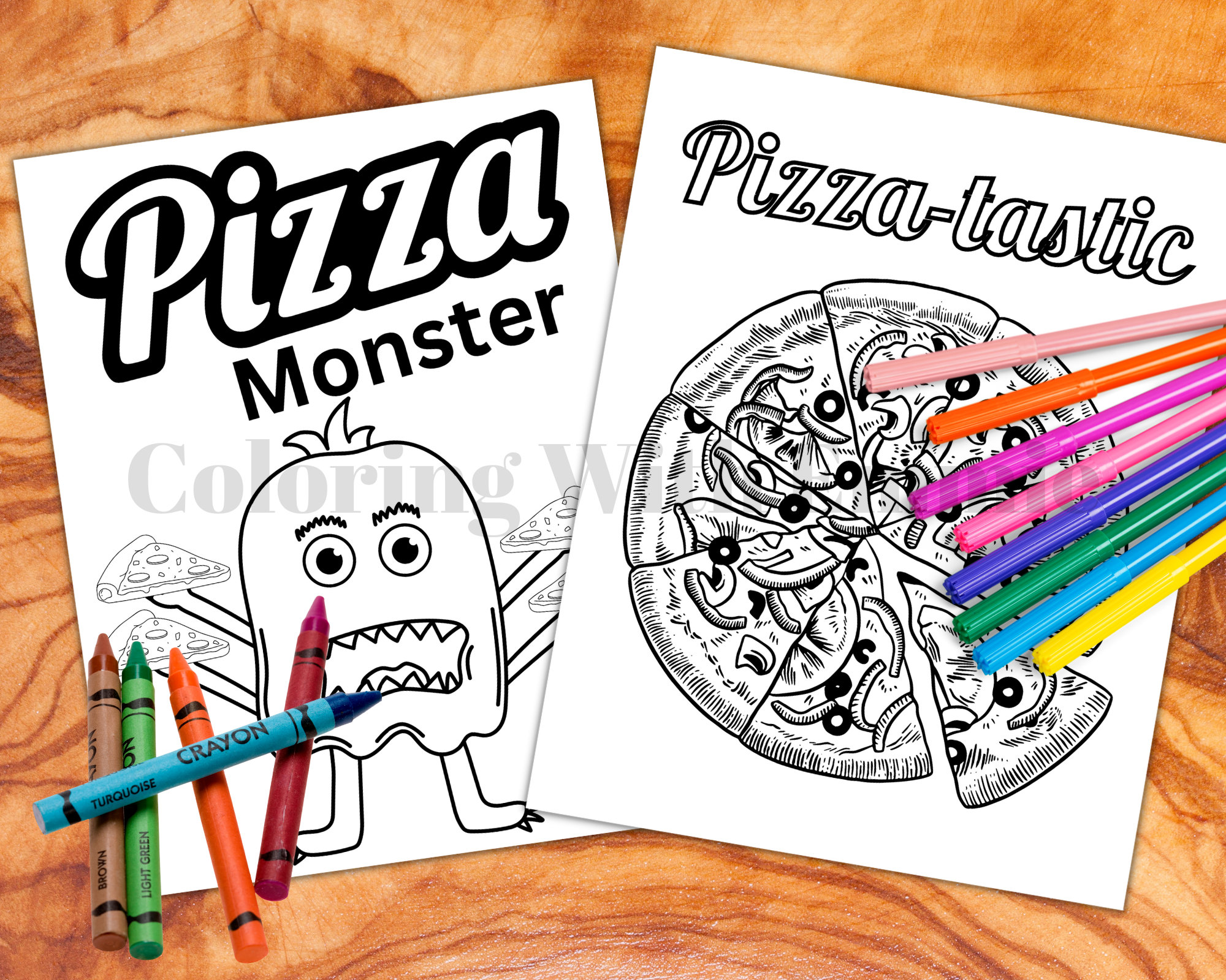Printable Pizza Coloring Pages - Etsy