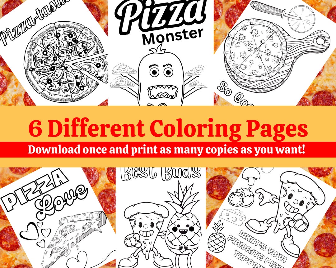 Printable Pizza Coloring Pages - Etsy