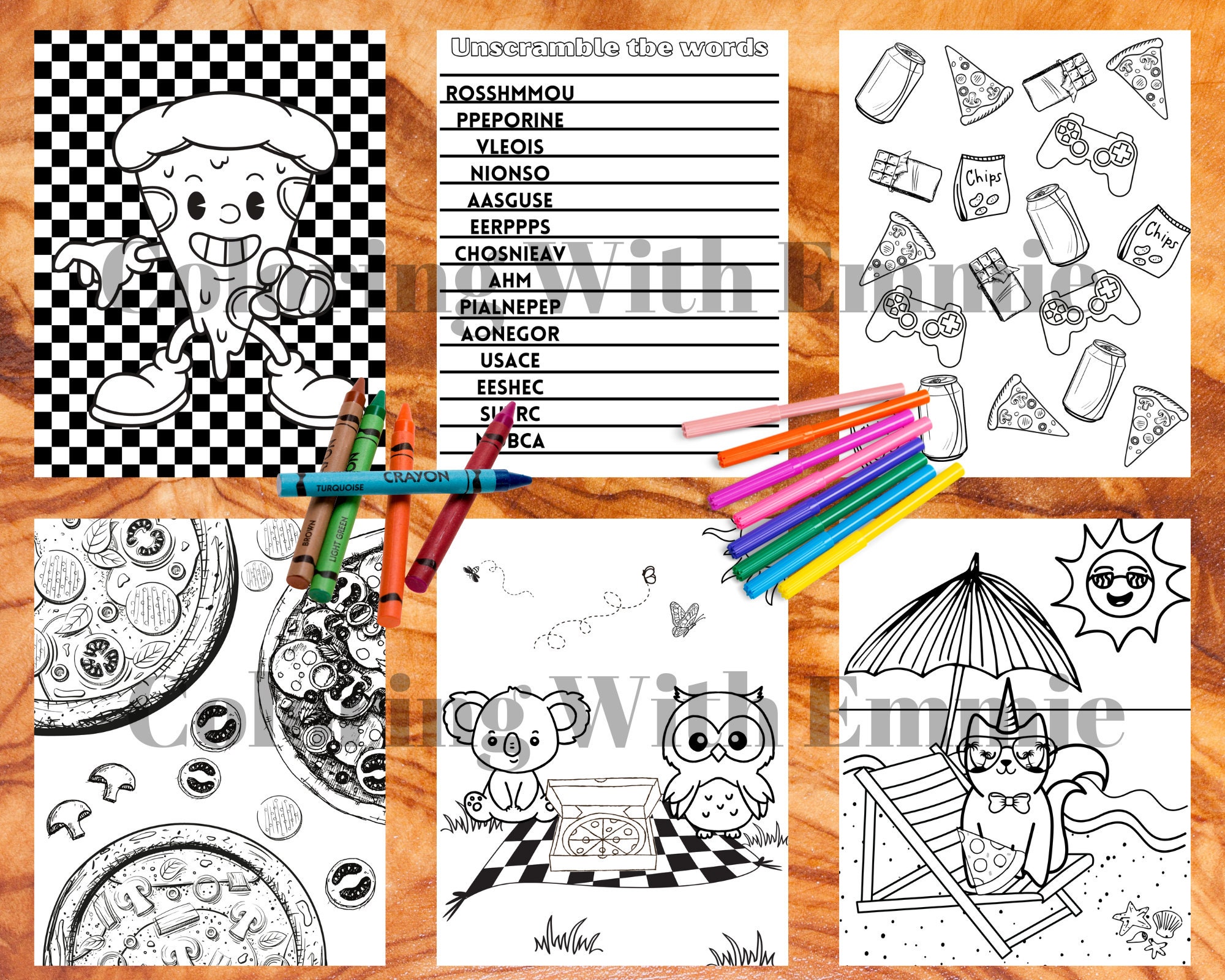 40 Pizza Themed Coloring Pages - Etsy