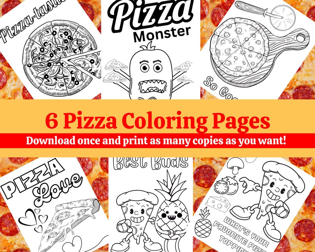 Printable Pizza Coloring Pages - Etsy