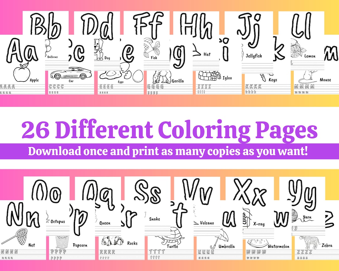 ABC Coloring Pages - Etsy
