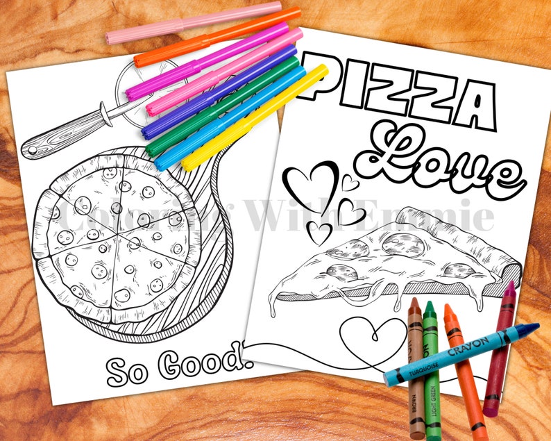 Printable Pizza Coloring Pages - Etsy