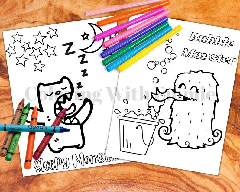 Monster Coloring Pages - Etsy