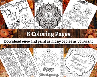 Thanksgiving Coloring Pages Printable Fall Turkey and Pumpkin Art ...