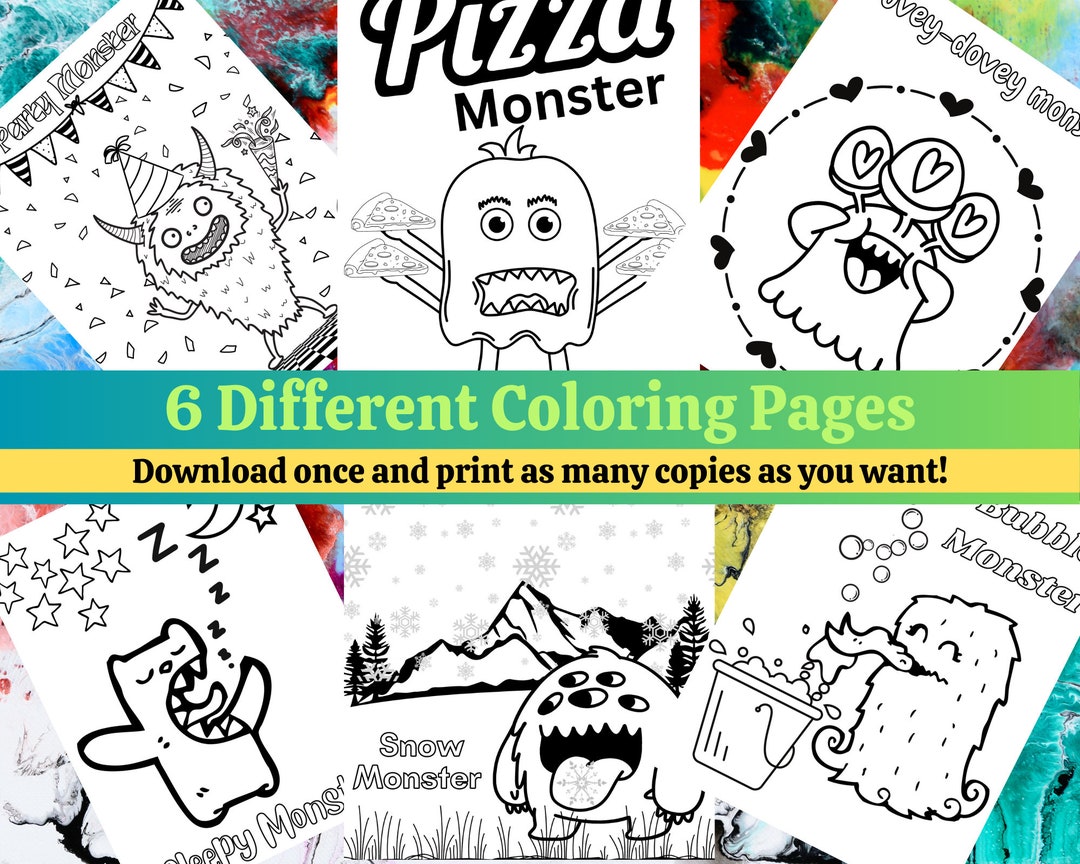 Monster Coloring Pages - Etsy