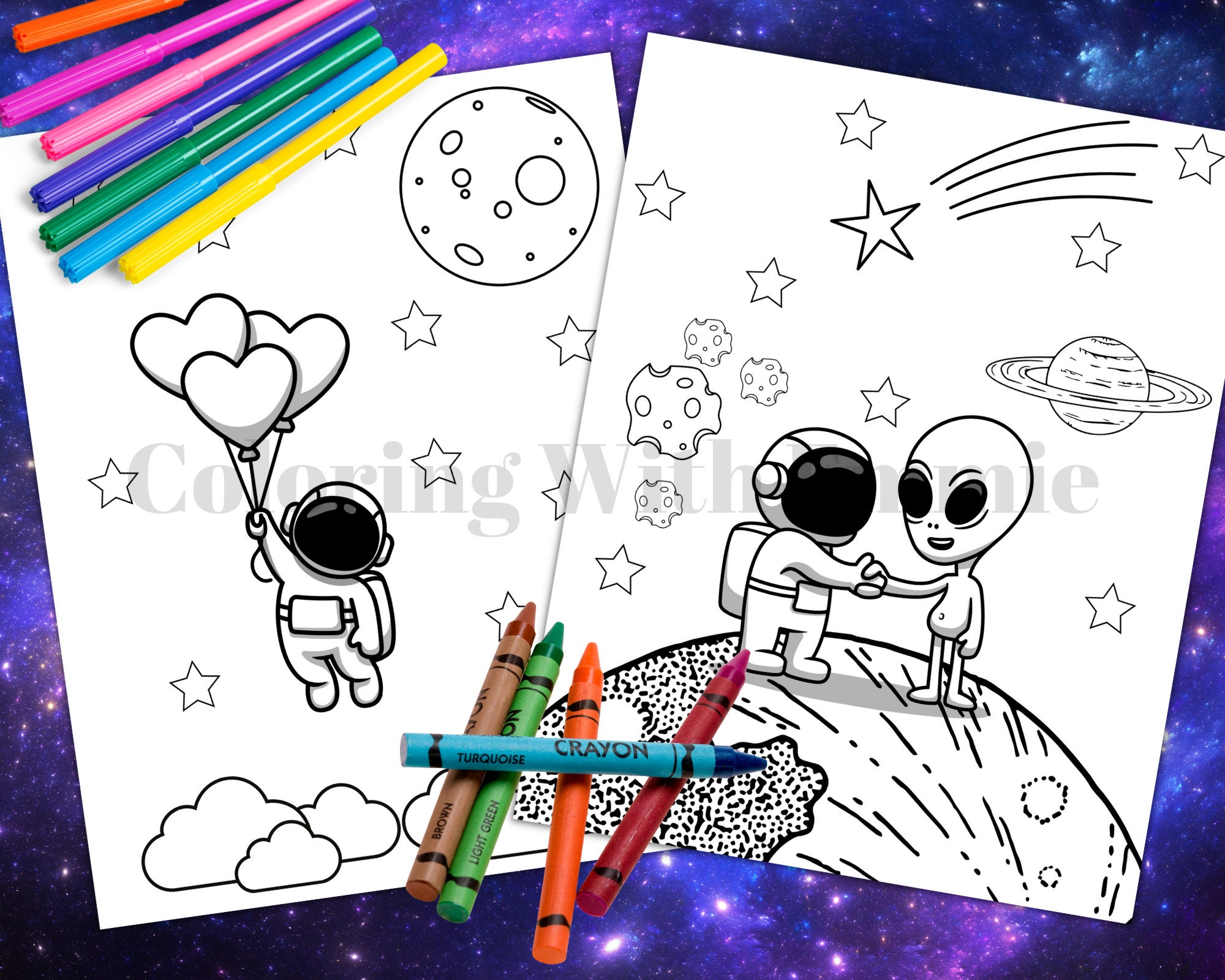 Printable Space Coloring Pages - Etsy