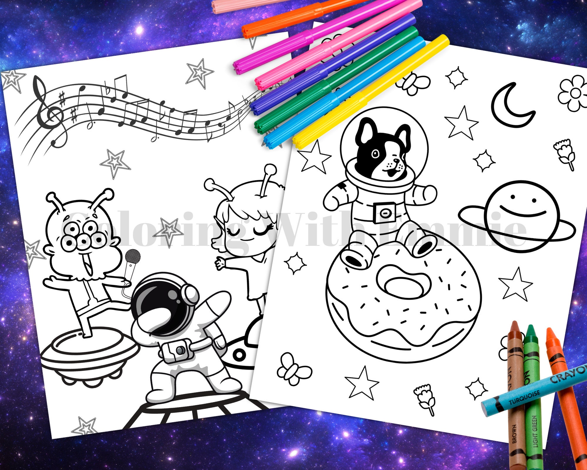 Printable Space Coloring Pages - Etsy