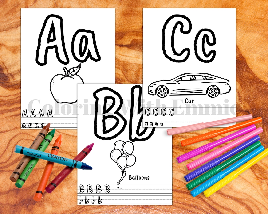 ABC Coloring Pages - Etsy