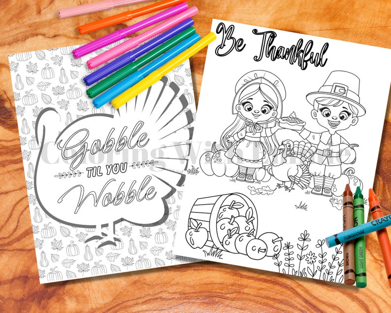 Thanksgiving Coloring Pages - Etsy