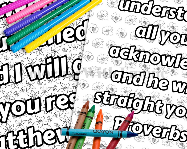 Scriptures and Flowers, Coloring Pages - Etsy