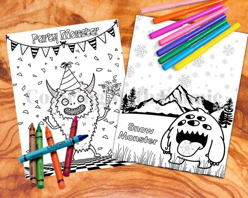 Monster Coloring Pages - Etsy