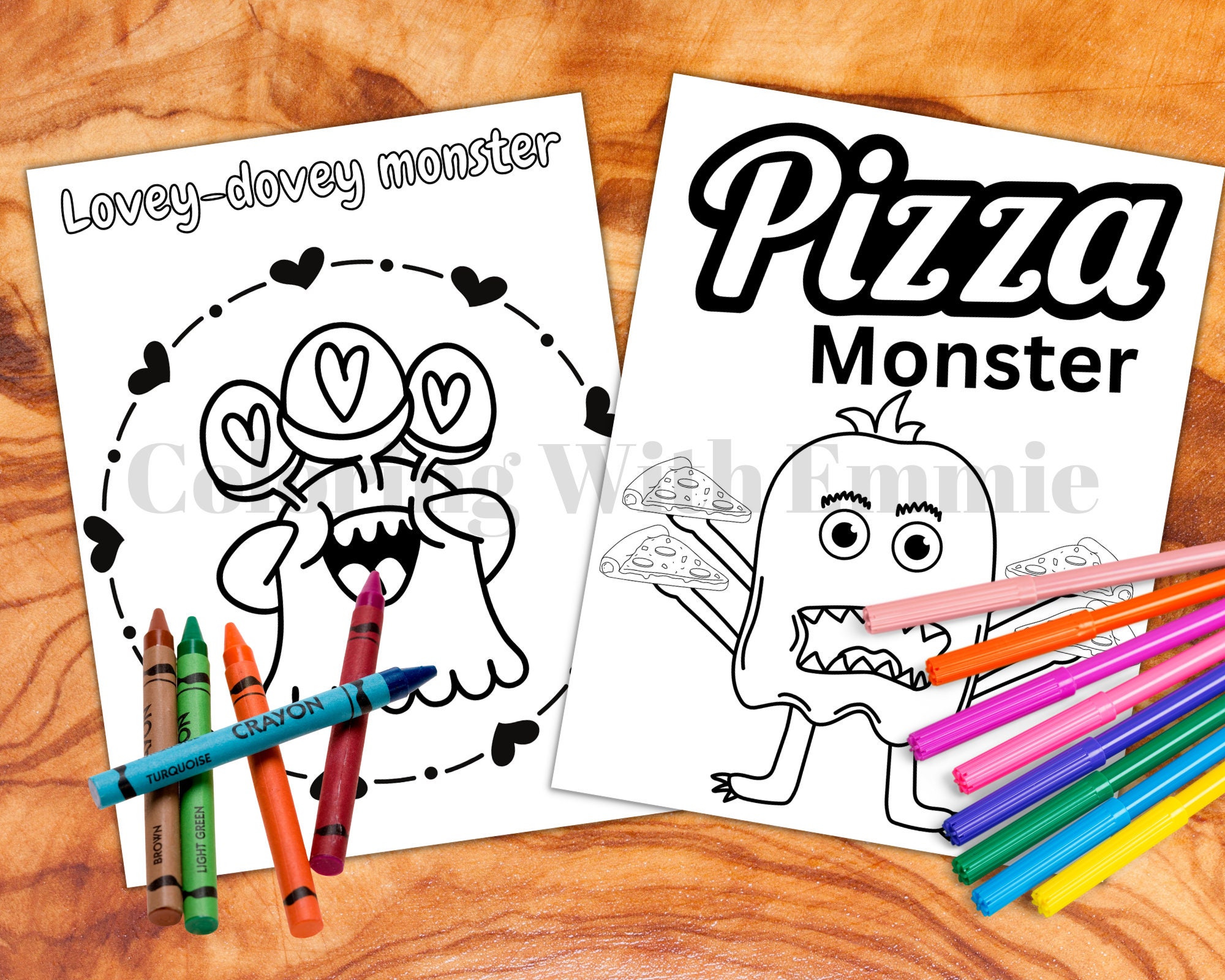 Monster Coloring Pages - Etsy