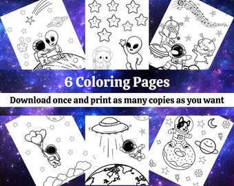 Coloring Pages Outer Space Aliens Digital, Downloadable Coloring Pages ...