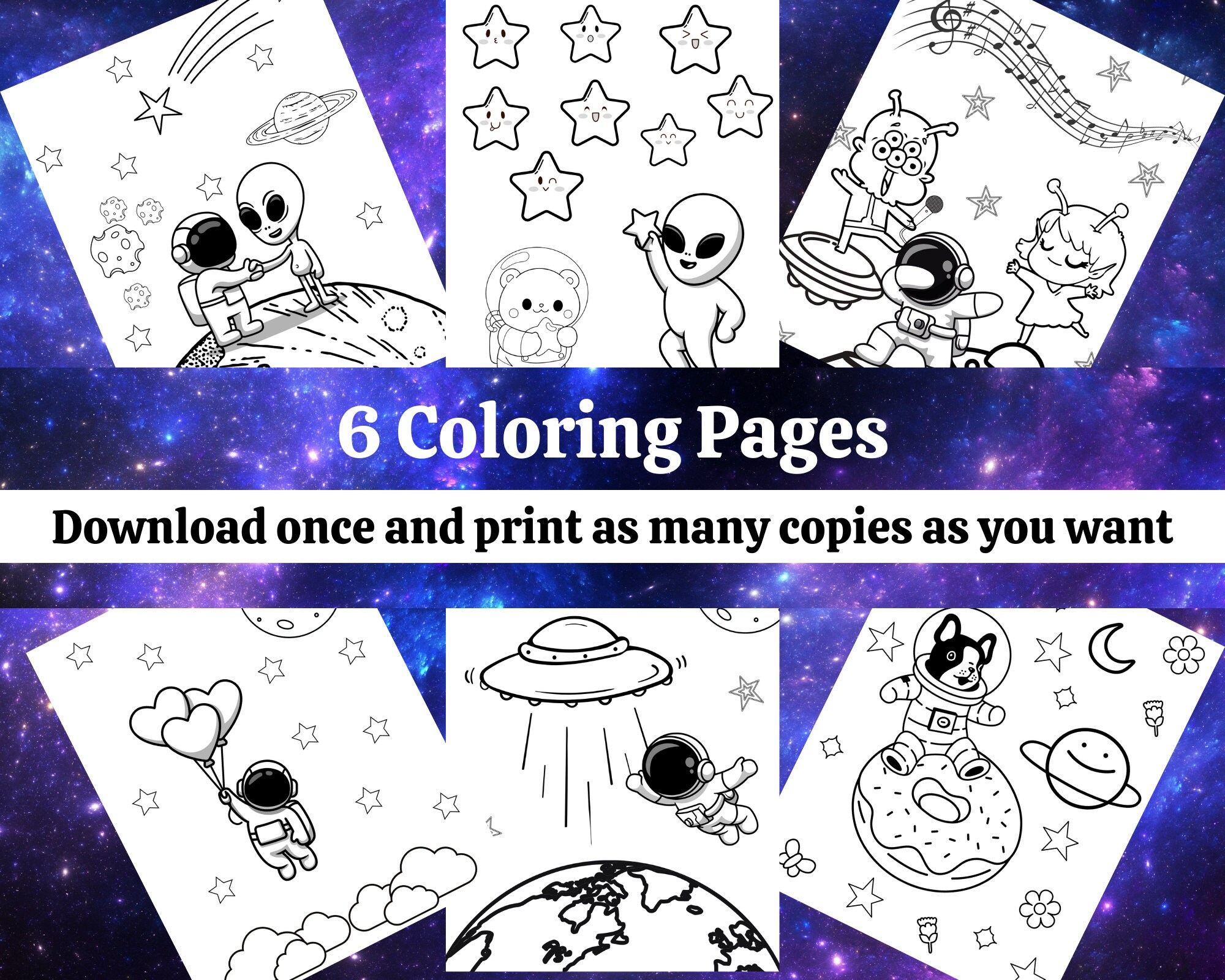 Printable Space Coloring Pages - Etsy