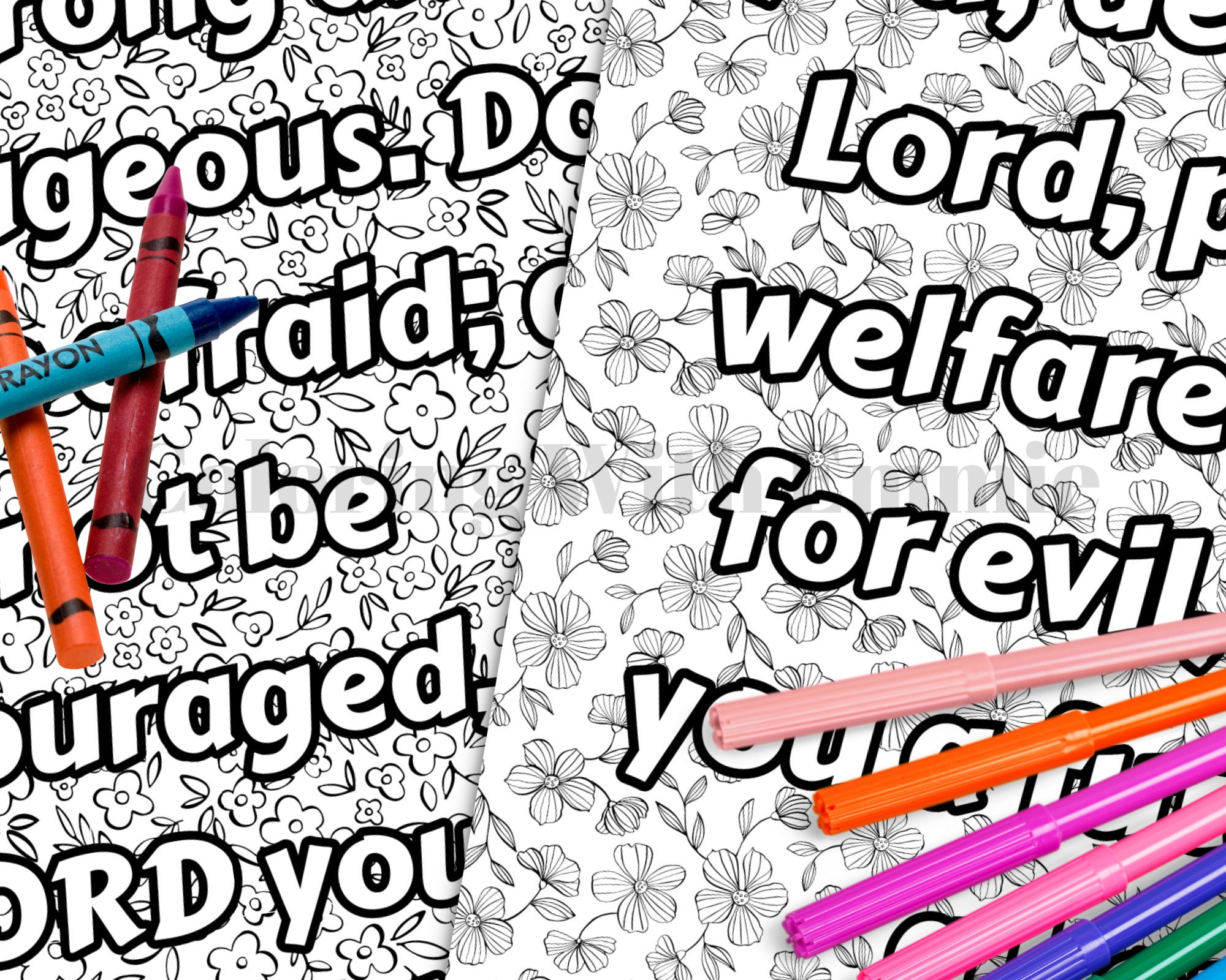 Scriptures and Flowers, Coloring Pages - Etsy