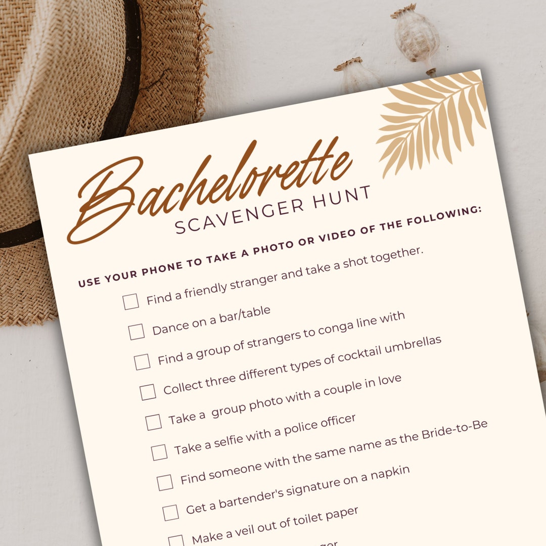 Bachelorette Scavenger Hunt, Fully Editable & Customizable, Bridal ...