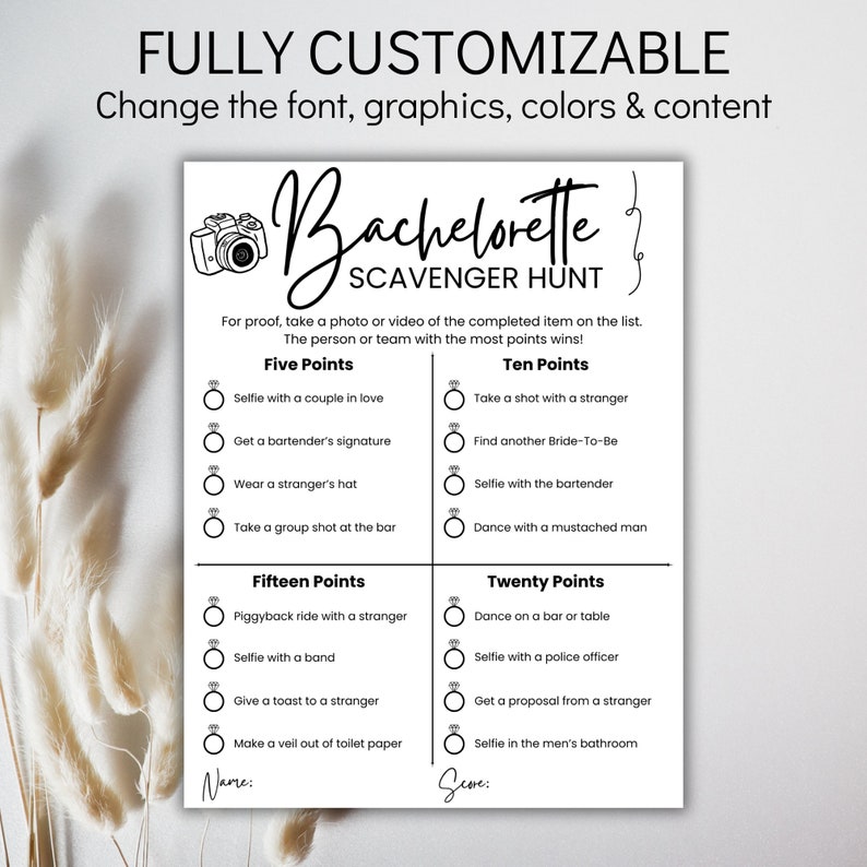 Bachelorette Scavenger Hunt, Bachelorette Games, Printable, Hen Party ...