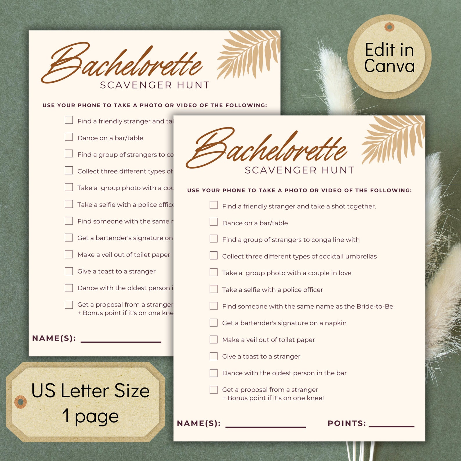 Bachelorette Scavenger Hunt, Fully Editable & Customizable, Bridal ...