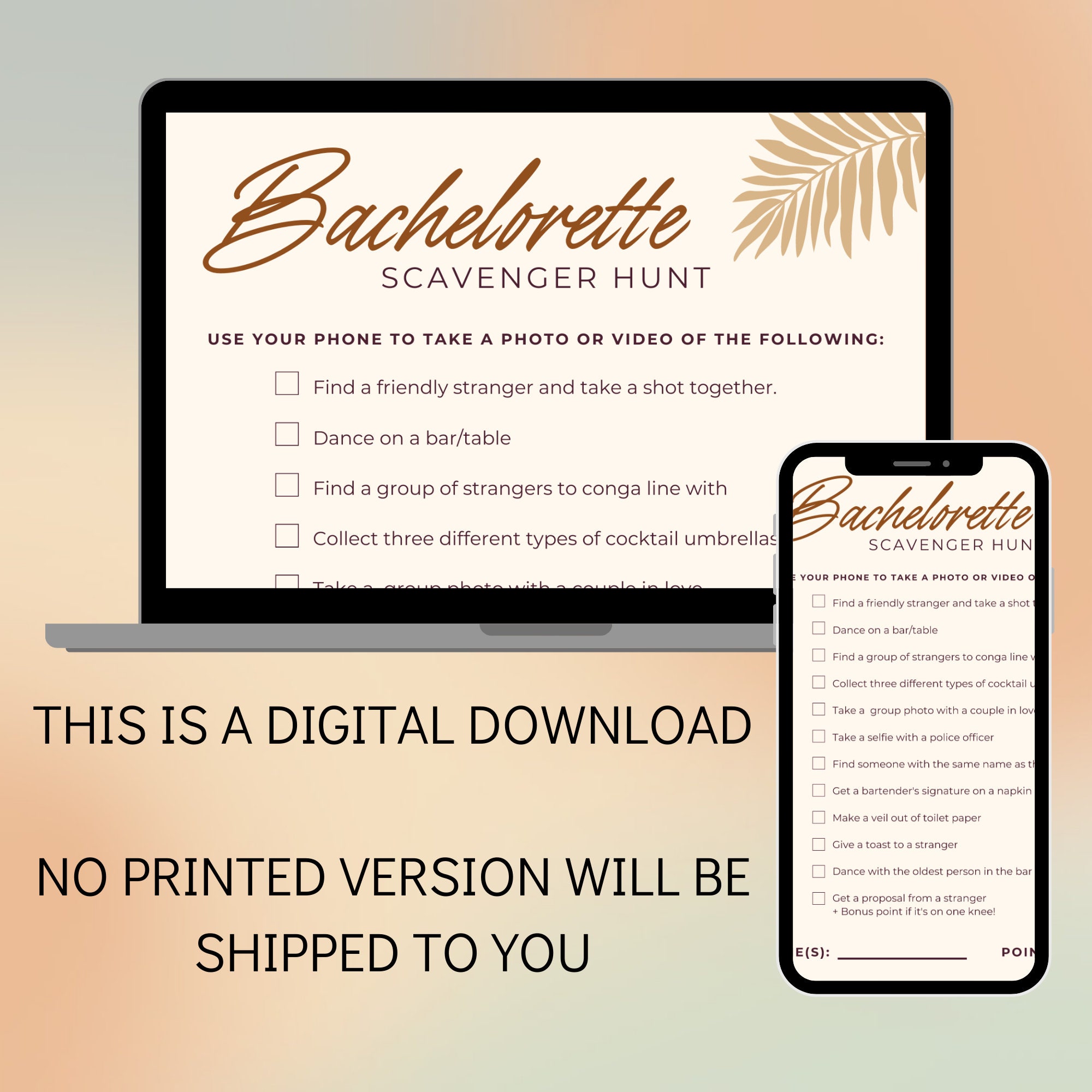 Bachelorette Scavenger Hunt, Fully Editable & Customizable, Bridal ...