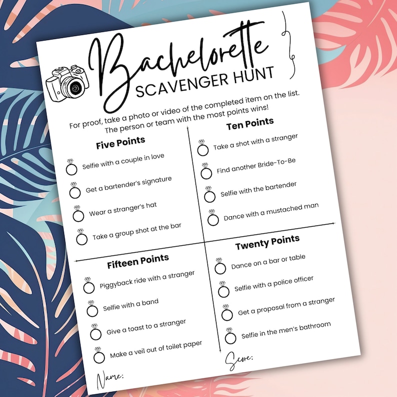Bachelorette Scavenger Hunt, Bachelorette Games, Printable, Hen Party ...