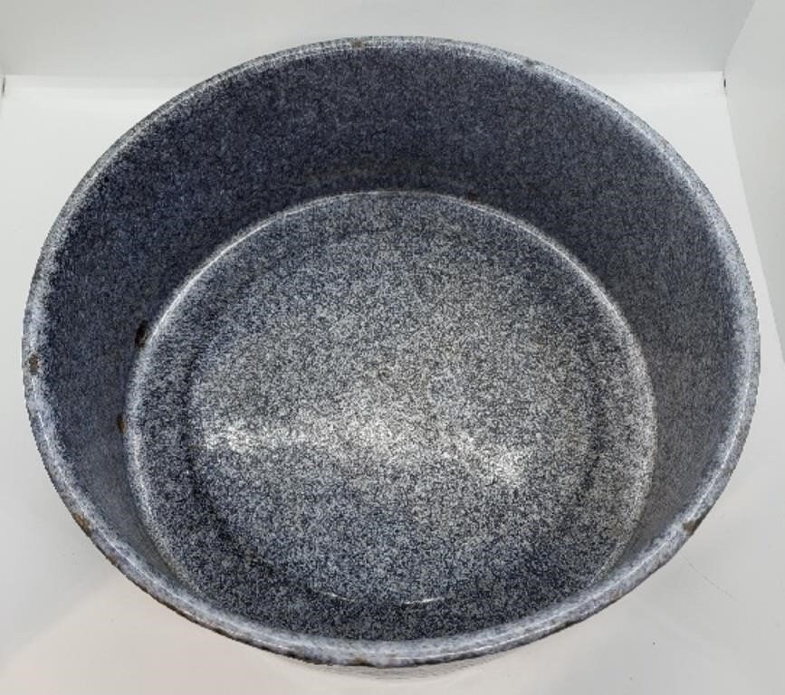 Graniteware Spittoon Vintage Round Blue Grey Enamelware - Etsy